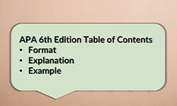 APA 6th Edition Table Of Contents Format Example