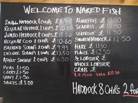 Menu At Naked Fish Restaurant Bridlington 25 Queen St