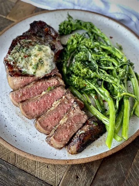Grilled NY Strip Steak With Garlic Herb Butter