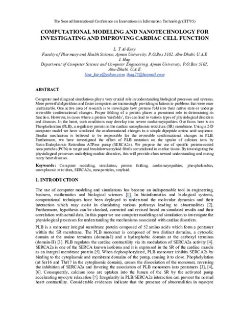 pdf computational modeling and nanotechnology for investigating and improving cardiac cell