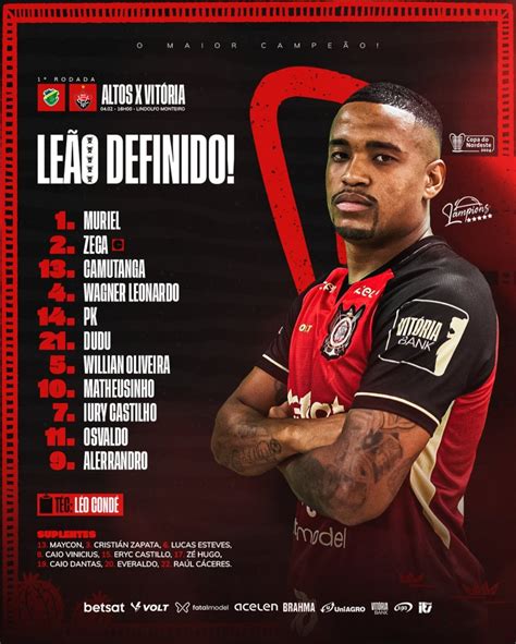 Confira as escalações oficiais de Altos x Vitória pela estreia da Copa