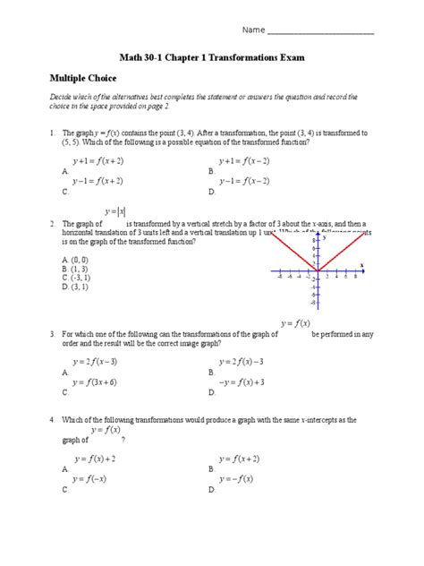 transformations exam pdf cartesian coordinate system function mathematics