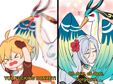 Aether Shenhe And Cloud Retainer Genshin Impact And 1 More Drawn By
