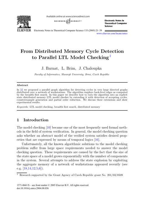 pdf from distributed memory cycle detection to parallel ltl model checking