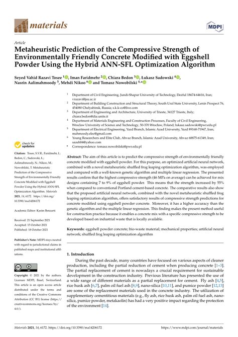 pdf metaheuristic prediction of the compressive strength of environmentally friendly concrete