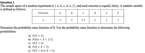 solved question 1 the sample space of a random experiment