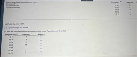 solved use the given frequency distribution to find the a