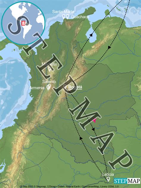 StepMap Kolumbien 2023 Landkarte für Kolumbien