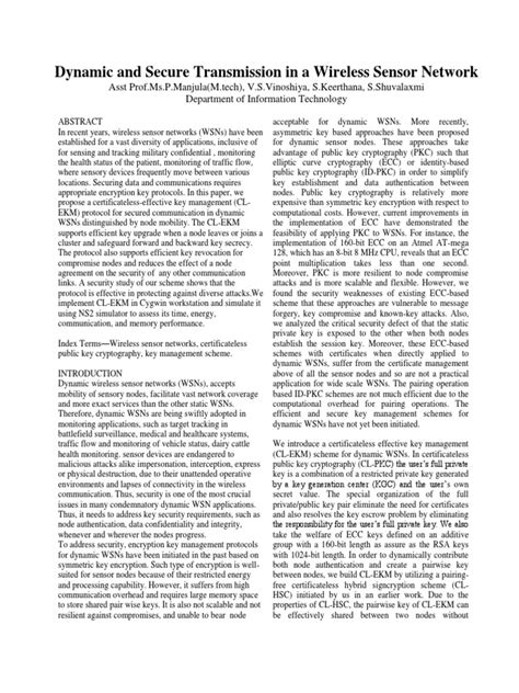 dynamic and secure transmission in a wireless sensor network pdf wireless sensor network