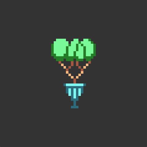 Plante Simple Pixel Art Sur Pot Vecteur Premium