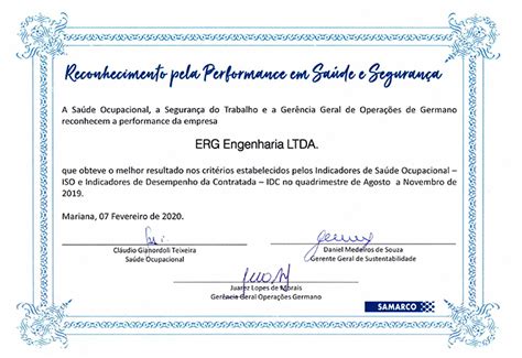 Reconhecimento ERG Engenharia