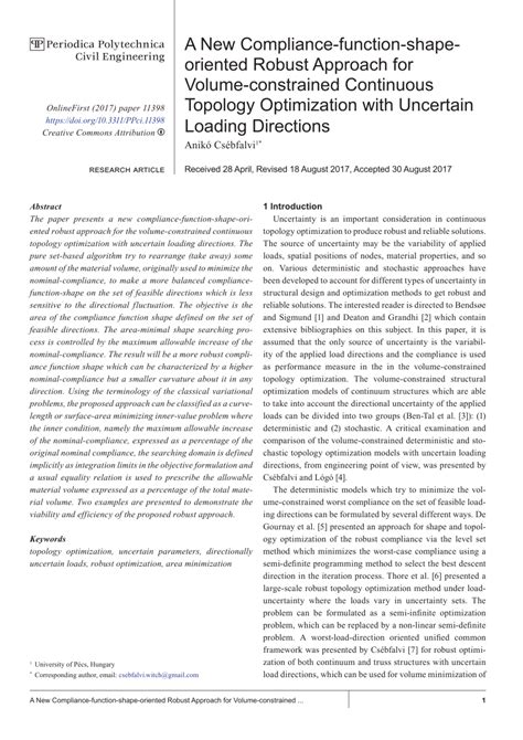 pdf a new compliance function shapeoriented robust approach for volume constrained continuous