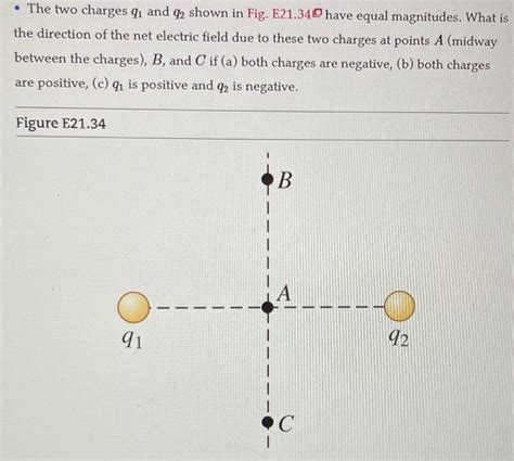 solved the two charges q1 and q2 shown in fig e21 34