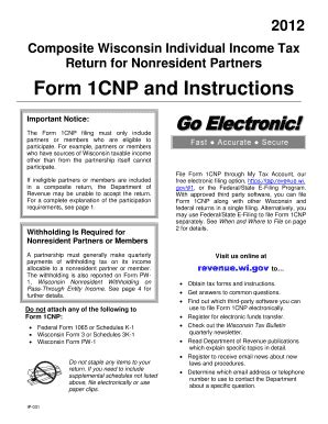 Fillable Online 2012 IP 031 Composite Wisconsin Individual Income Tax