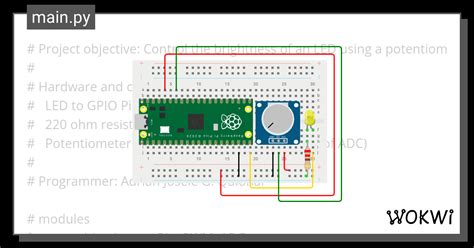 raspberry pi pico controlling led brightness using pot wokwi esp32 stm32 arduino simulator