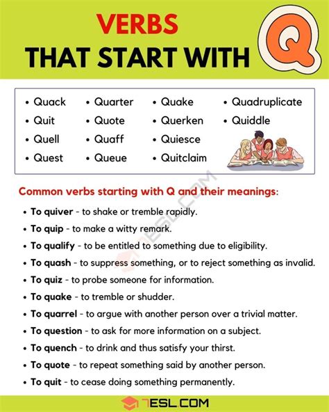 66 Unique Verbs That Start With Q In English 7ESL