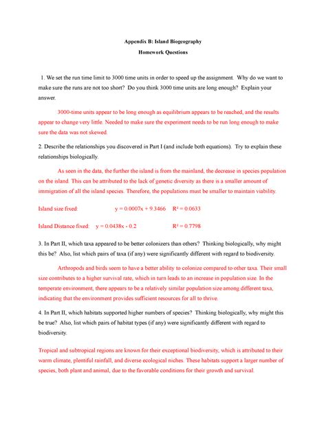appendix b lab work appendix b island biogeography homework questions 1 we set the run time
