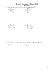 Workshop 1 Problems Organic Chemistry I Chem 2310 Workshop 1 1 Draw