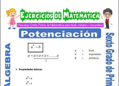 Ejercicios De Potenciaci N Para Sexto Grado De Primaria Matem Tica