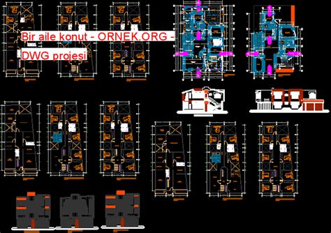 Proje Sitesi Bir Aile Konut Autocad Projesi