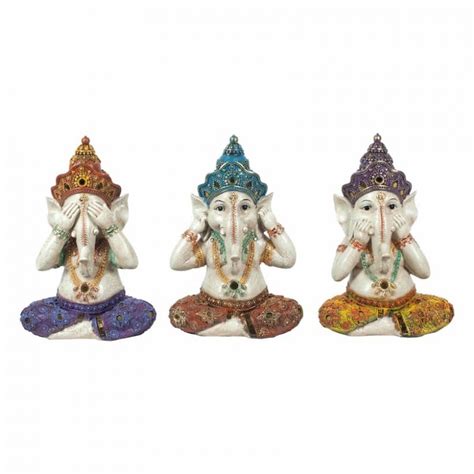 Set Tres Figuras Resina Ganesha No Veo No Oigo No Hablo Decoraci N