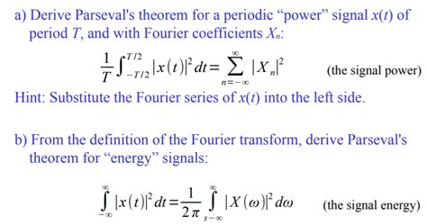 solved a derive parseval s theorem for a periodic “power”