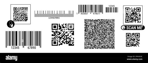 Barcode And Qr Code Set Product Identity Labels For Scanning Stripped