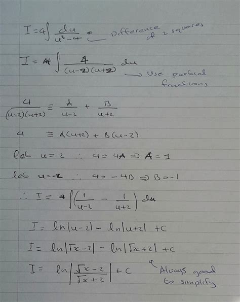 a2 integration ii substitution given the substitution alevelmathematicsnotes
