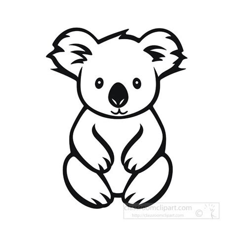 Koala Clipart Black And White Cute