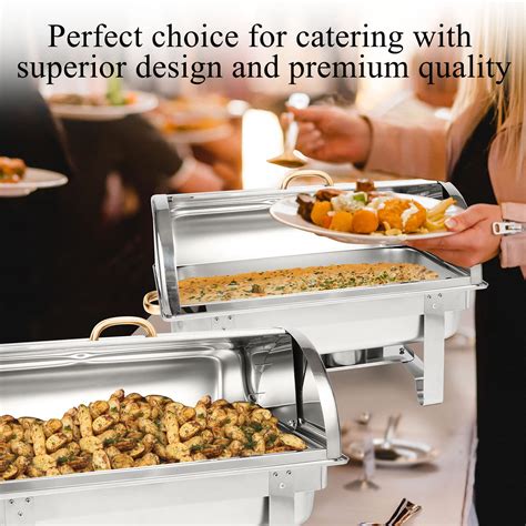 Restlrious Chafing Dish Buffet Set Stainless Steel Qt Rolling Top