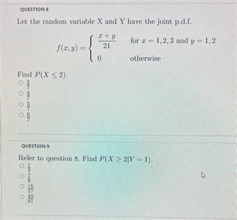 solved let the random variable x and y have the joint p d f
