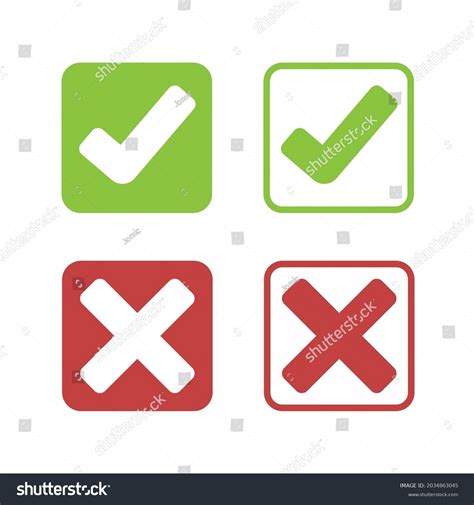 Check Mark Icon Set Green Tick Stock Vector Royalty Free