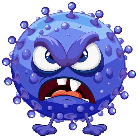 Premium Vector Purple Bacteria Germ Virus Monster Cartoon Character