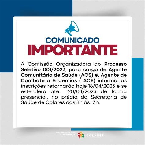 Comunicado Prefeitura Municipal de Colares Gestão 2021 2024