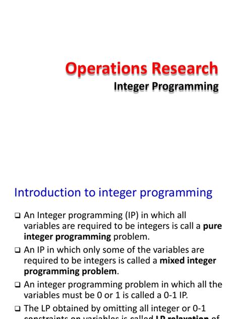 integer programming pdf mathematical optimization algorithms