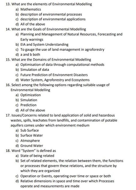 Solved 13 What Are The Elements Of Environmental Modelling Chegg