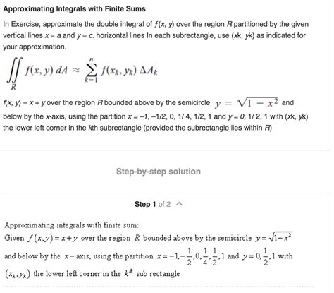 solved approximating integrals with finite sums in exercise