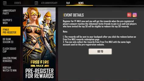 Como fazer o pré registro no Free Fire Max Recompensas de registro