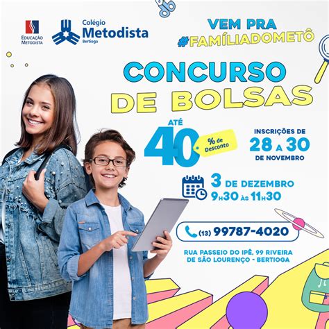 Colégio Metodista recebe inscrições para Concurso de Bolsas 2023