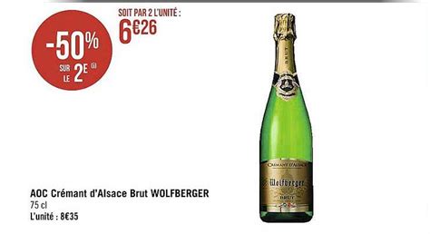Offre Aoc Crémant D alsace Brut Wolfberger chez Supermarches