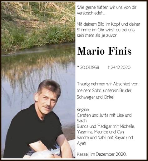 Traueranzeigen Von Mario Finis Trauer HNA De