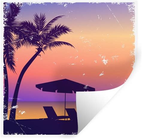 Muurstickers Sticker Folie Strandstoel Parasol Nacht