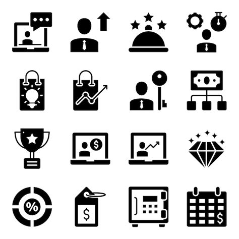 Paquete de iconos de glifos de comercio electrónico y negocios Vector