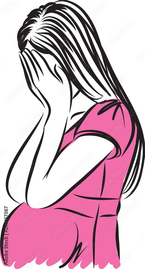 PREGNANT Woman Crying Vector Illustration Stock Vector Adobe Stock