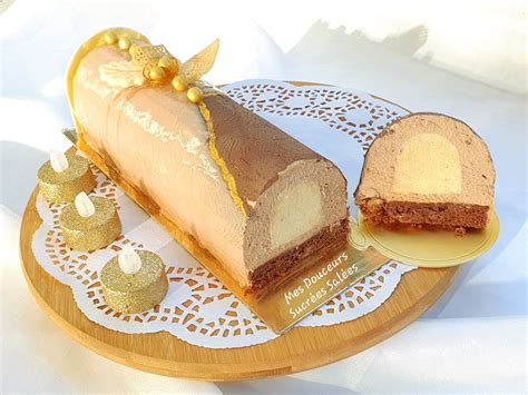 Bûche mousse chocolat au lait insert crémeux vanille et brownie Mes