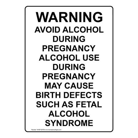 Portrait Warning Avoid Alcohol During Pregnancy Sign Nhep