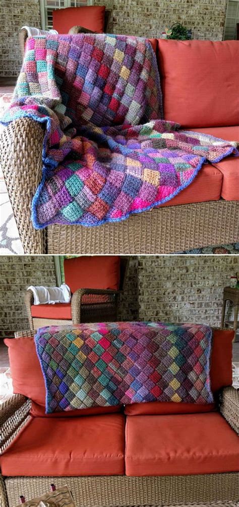 Tunisian Crochet Entrelac Throw Xellcrafts
