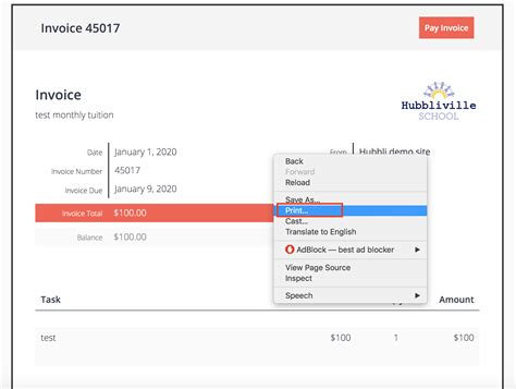 How To Print An Invoice Receipt Hubbli Knowledge Base