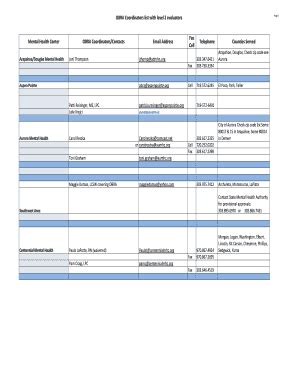 Fillable Online Colorado OBRA Coordinators List With Level 2 Evaluators