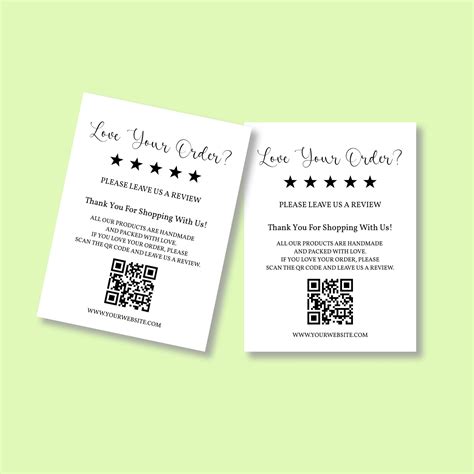Love Your Order Please Leave Us A Review Card With Qr Code Editable